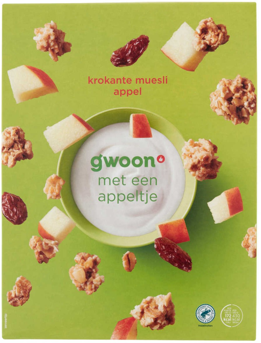G'woon Muesli Crispy Apple 5x900 Gr