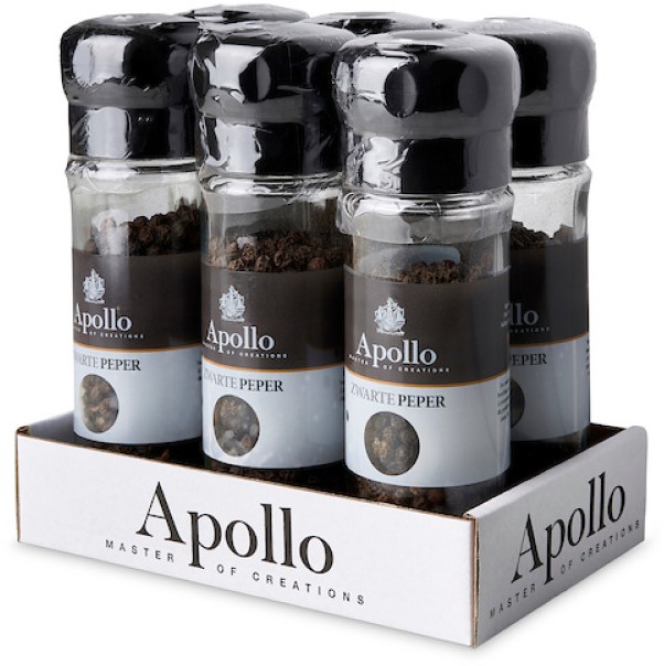Apollo Black Pepper Mill 6x45 Gr